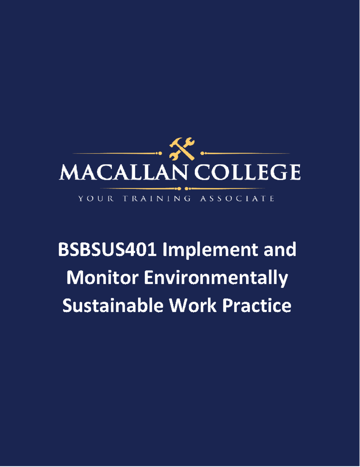 Bsbsus 401 Implement and Monitor Environmentally Sustainable Work ...