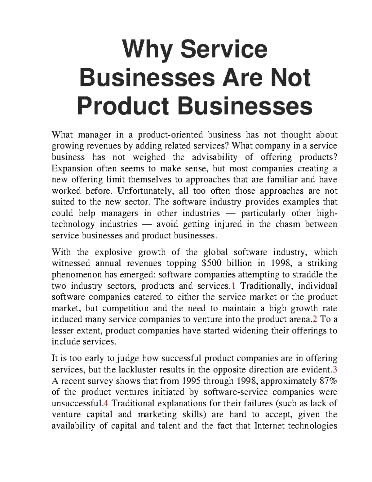 B1 Why Service Businesses Are Not Product Businesses - Why Service ...