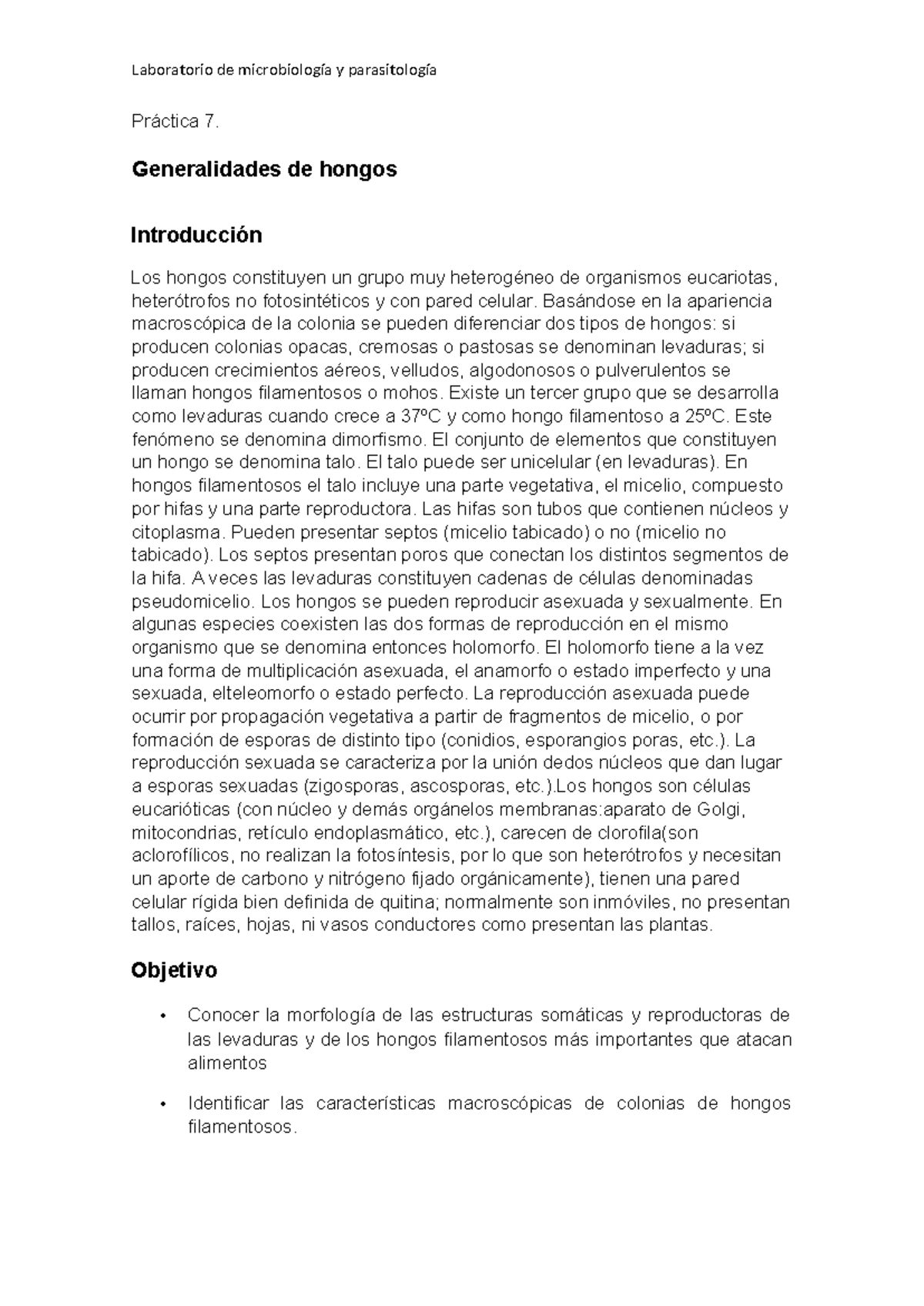 Practica 7. Generalidades de los hongos-1 - Práctica 7. Generalidades ...