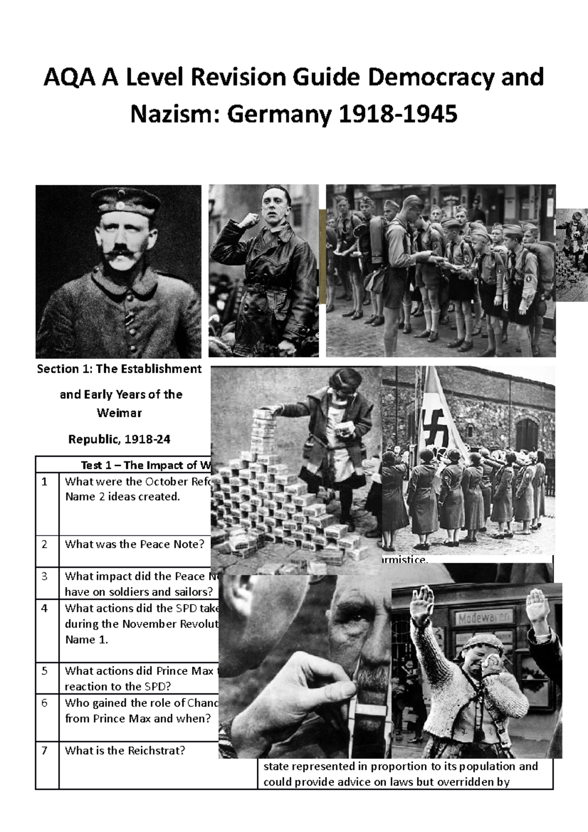 A Level Germany 1918-1945 - AQA A Level Revision Guide Democracy and ...