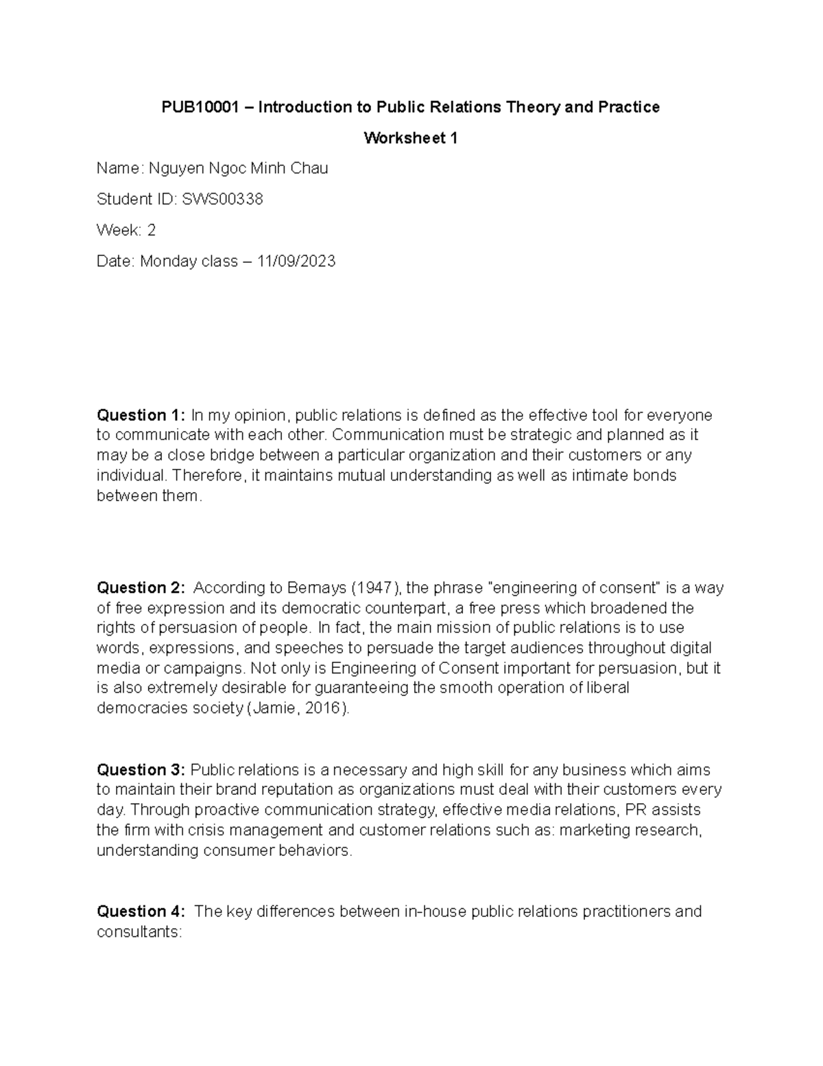 PUB1001-Worksheet 1 - reference - PUB10001 – Introduction to Public ...