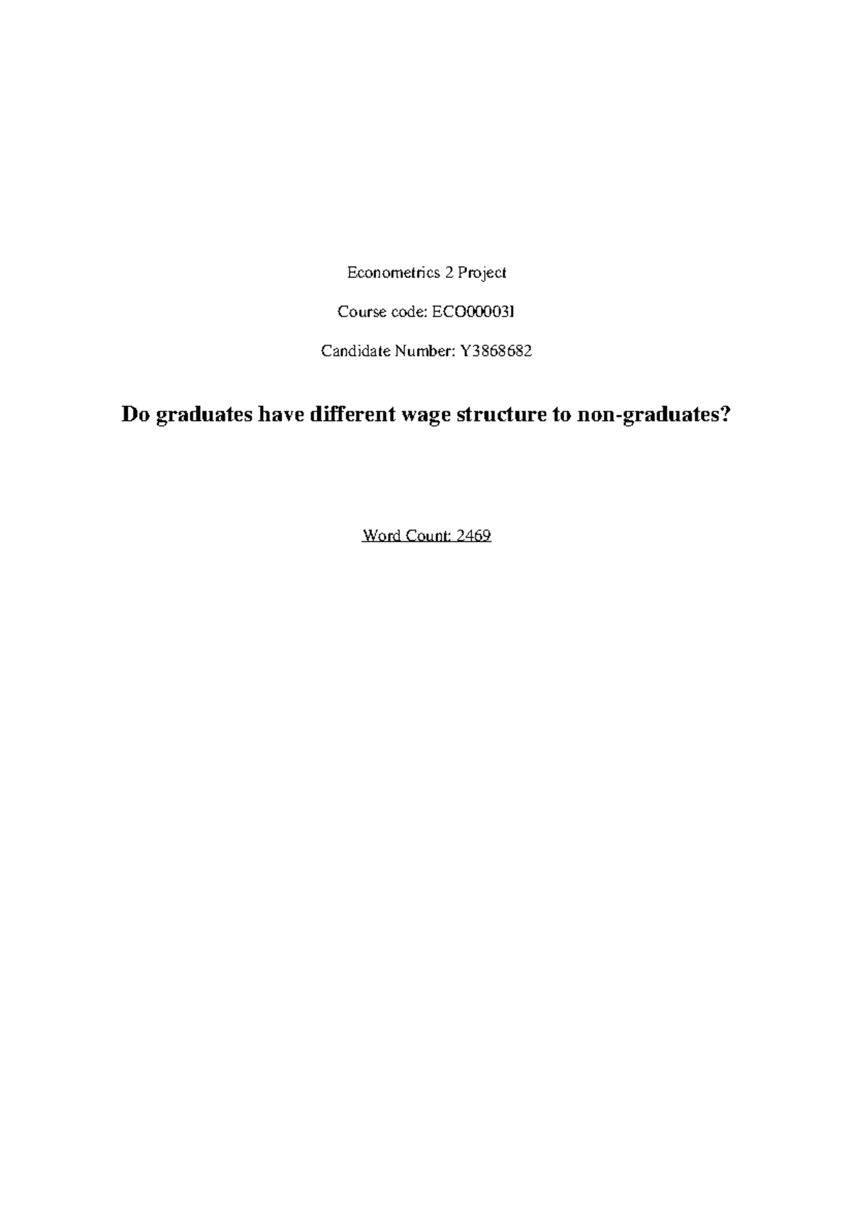 Econometrics For Submission Warning Tt Undefined Function 32 Econometrics 2 Project Course