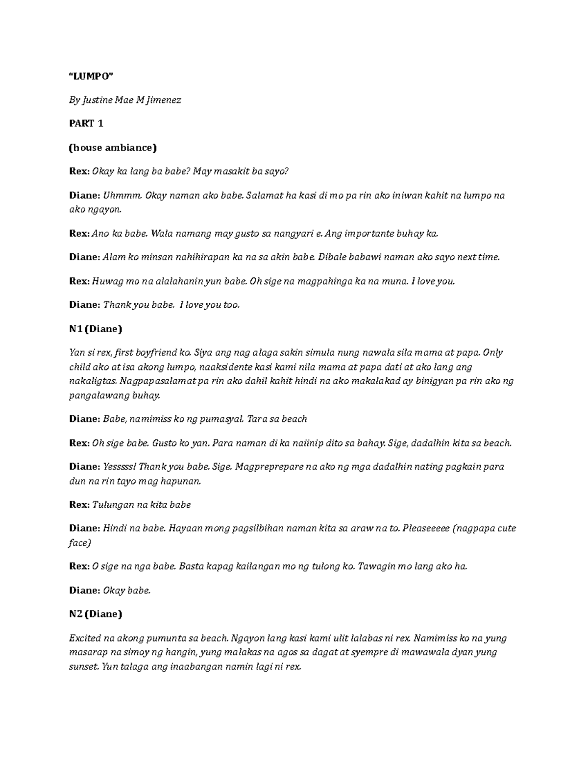 Lumpo Radyo Nobela - “LUMPO” By Justine Mae M Jimenez PART 1 (house ...