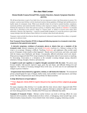 Case Study - PTSD - PSYCHIATRIC AND ALTERNATIVE THERAPIES CASES Case ...