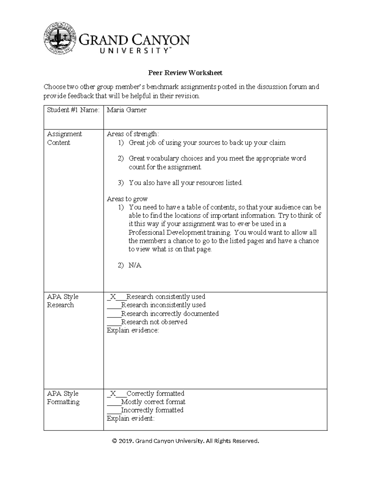 ELM-250 Peer Review Worksheet 2 - Peer Review Worksheet Choose two ...