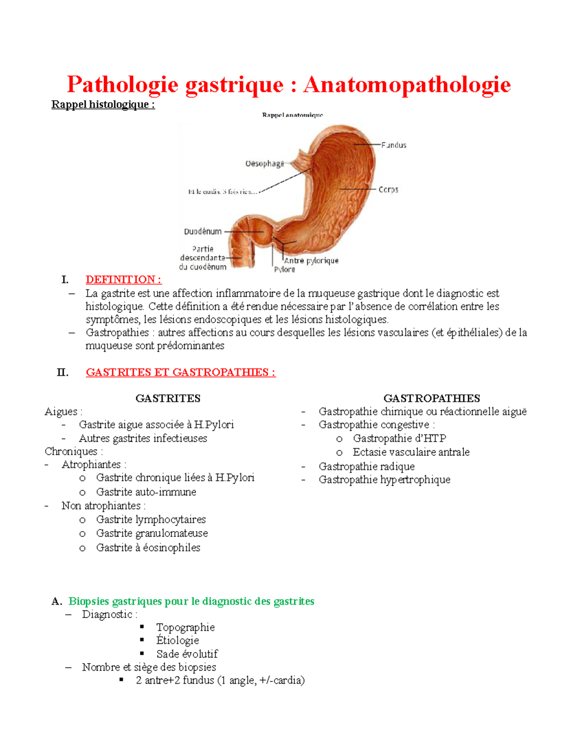 Pathologie gastrique anatomopathologie - Pathologie gastrique ...