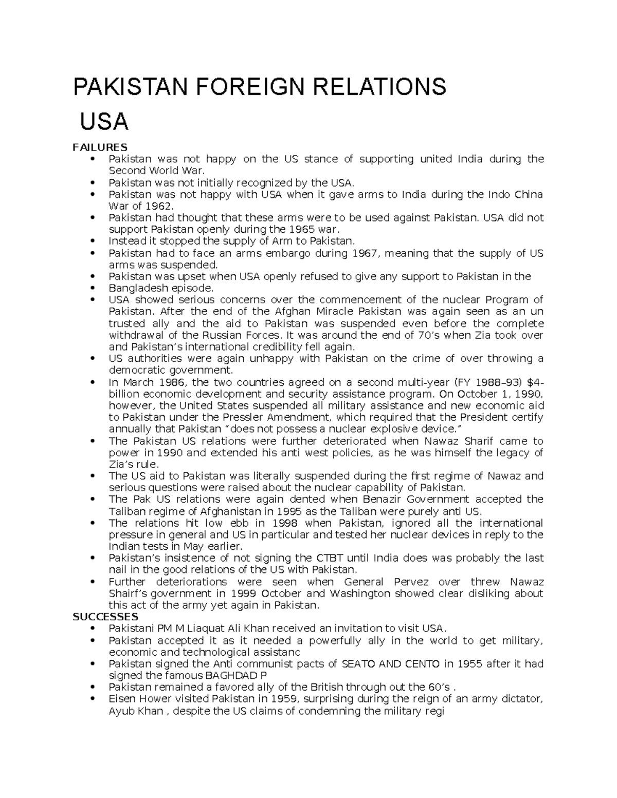 FOREIGN RELATIONS History of Pakistan CAIE Syllabus - PAKISTAN FOREIGN ...