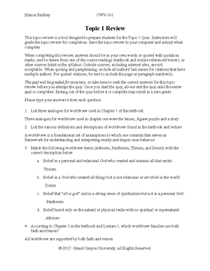 CWV-101 Topic 4 Study Guide - Topic 4 Study Guide This topic study ...