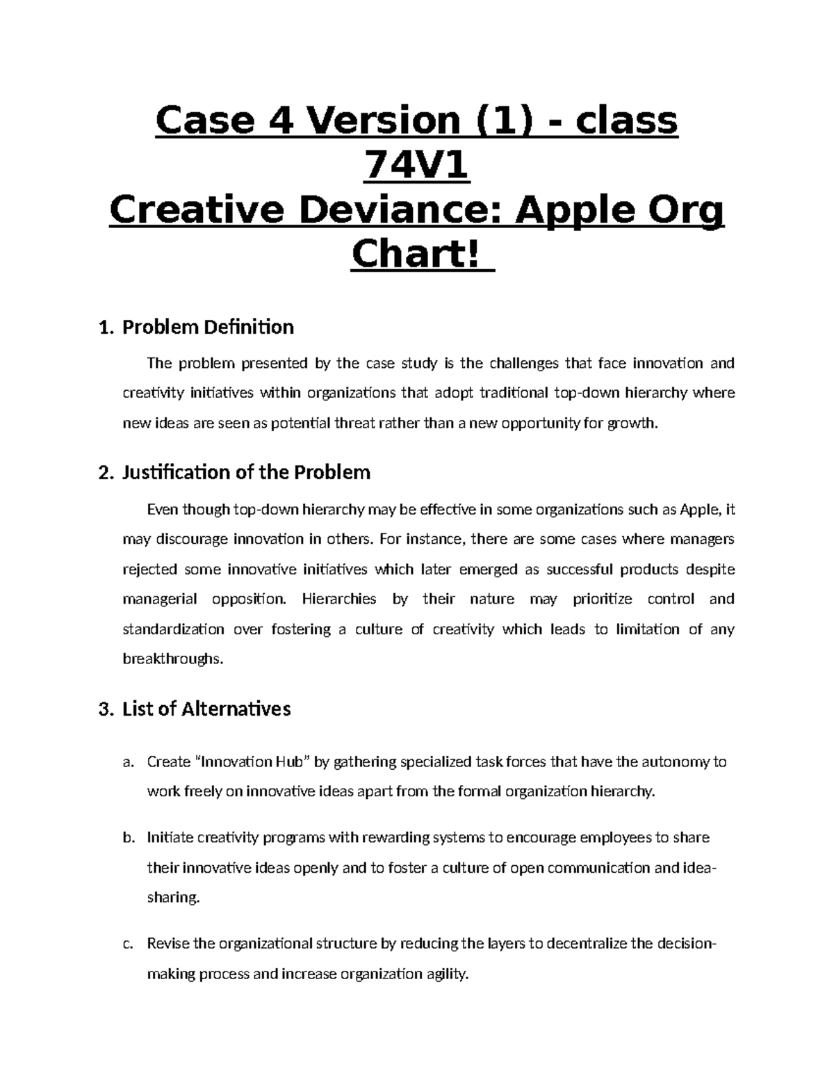 Creative Deviance Apple Case Study - Case 4 Version (1) - class 74V ...