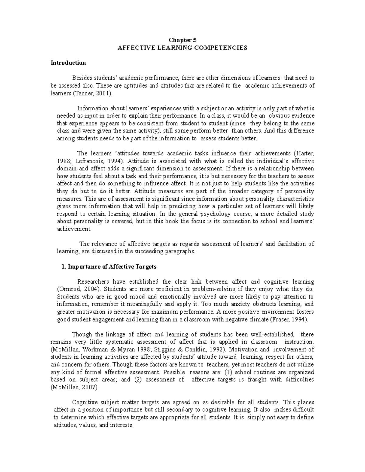 Asl-reviewer - REVIEWER ON ASL - Chapter 5 AFFECTIVE LEARNING COMPETENCIES Introduction Besides ...