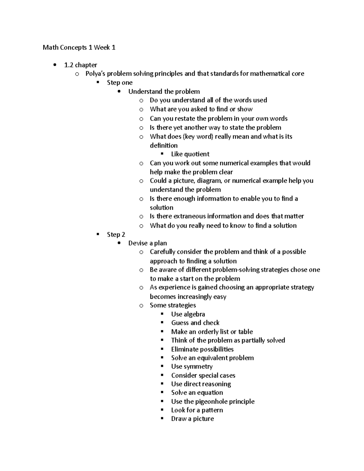 Math Concepts 1 Week 1 - Dr. Calhoun - Math Concepts 1 Week 1 1 chapter ...