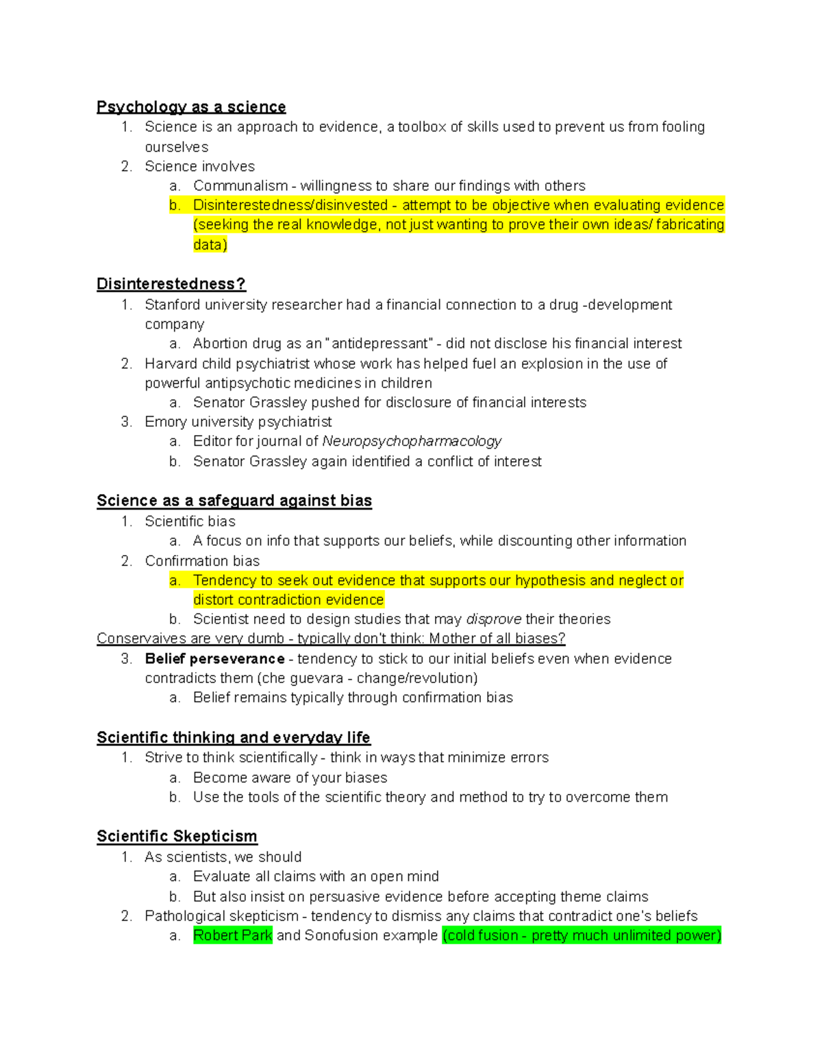 Psys day 3 notes 8 30 and 9 1 - Psychology as a science Science is an ...