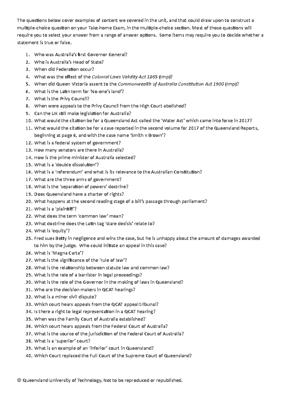 Practice questions content(2) - The questions below cover examples of ...