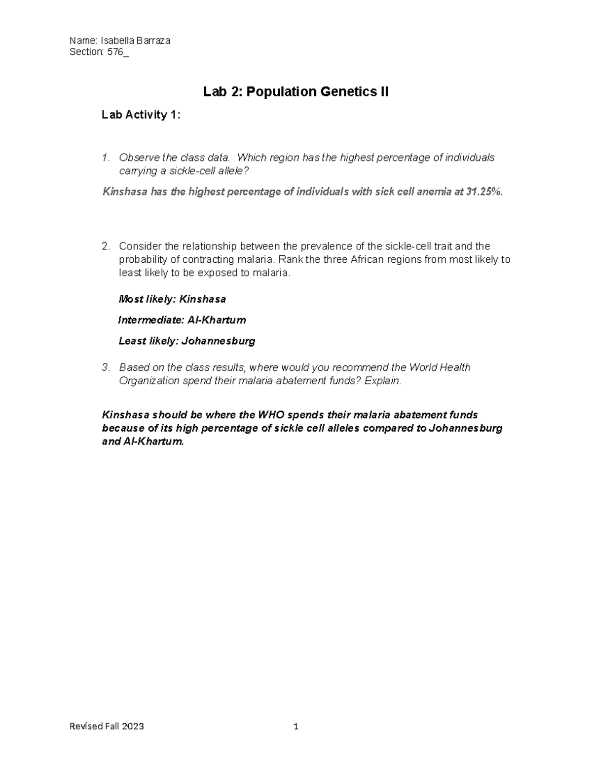 Pop Gen II Protocoland Datasheet - Section: 576_ Lab 2: Population ...