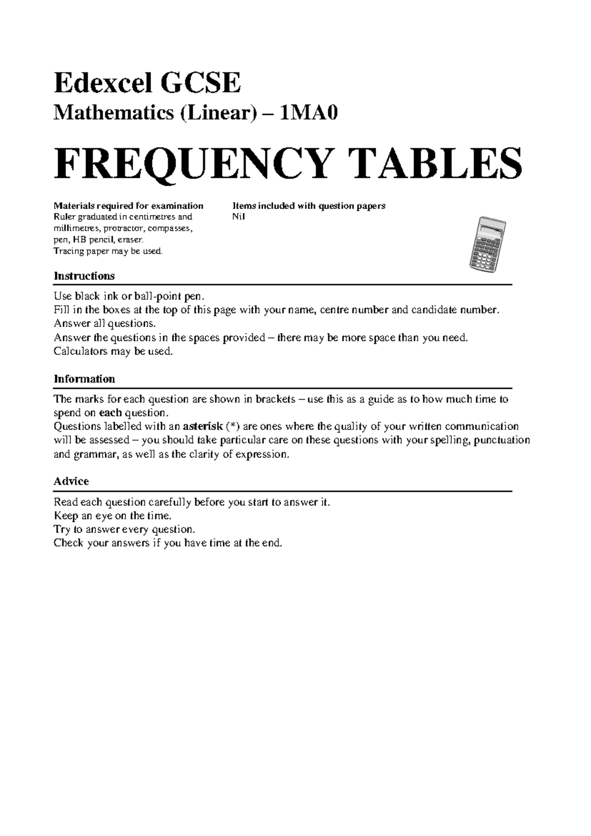 79 averages-from-frequency-tables - Edexcel GCSE Mathematics (Linear ...