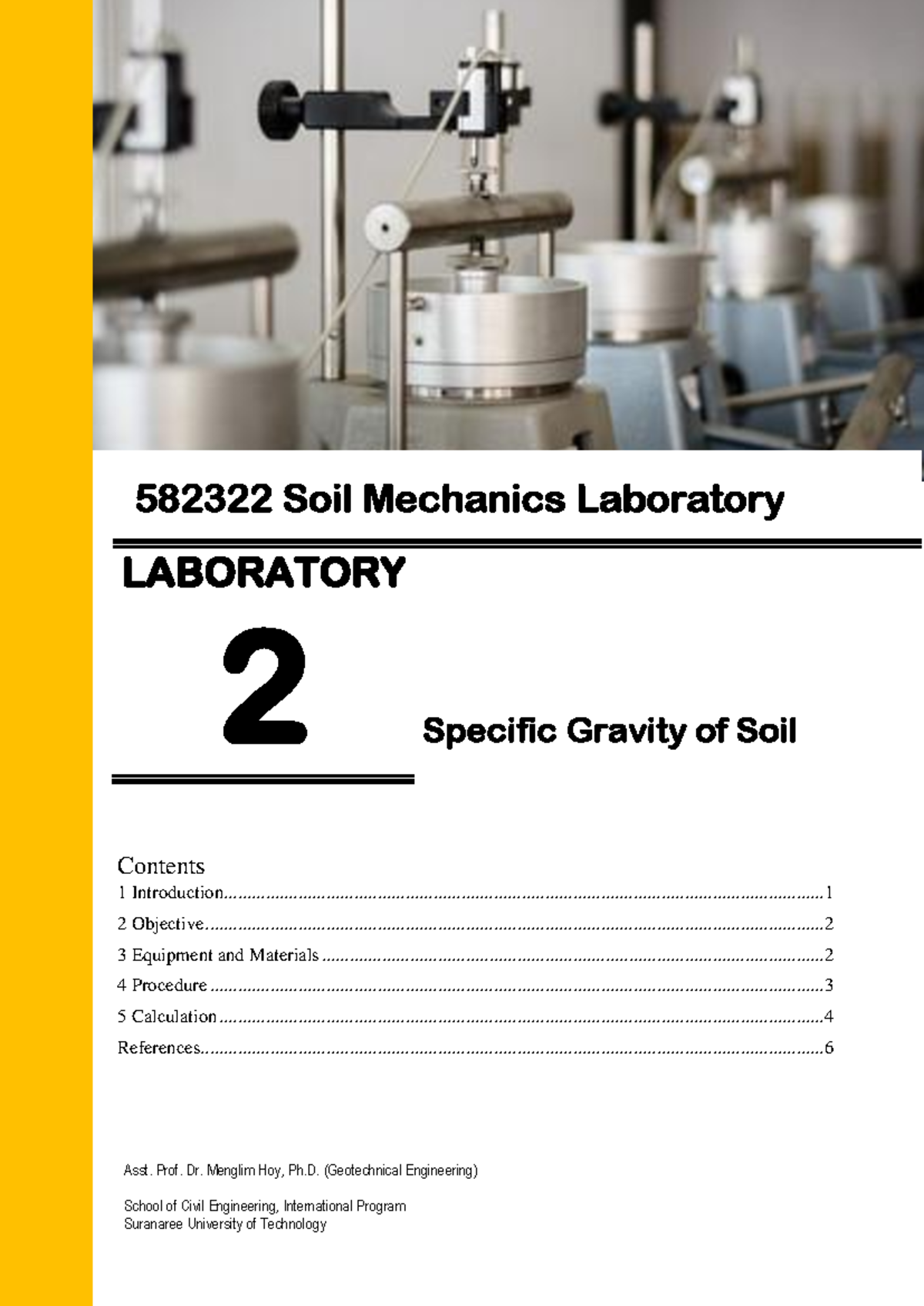 Lab 2 Specific Gravity of Soil - Asst. Prof. Dr. Menglim Hoy, Ph. (Geotechnical Engineering ...