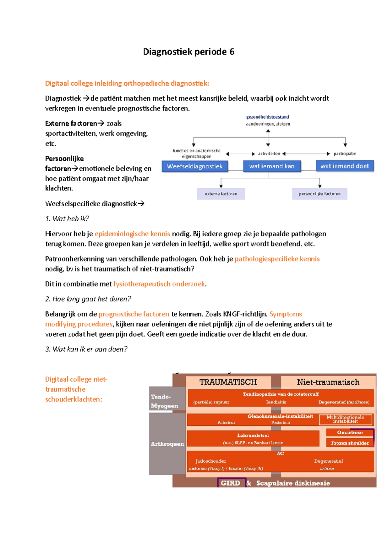 Diagnostiek periode 6 - samenvatting testen van schouder, pols ...