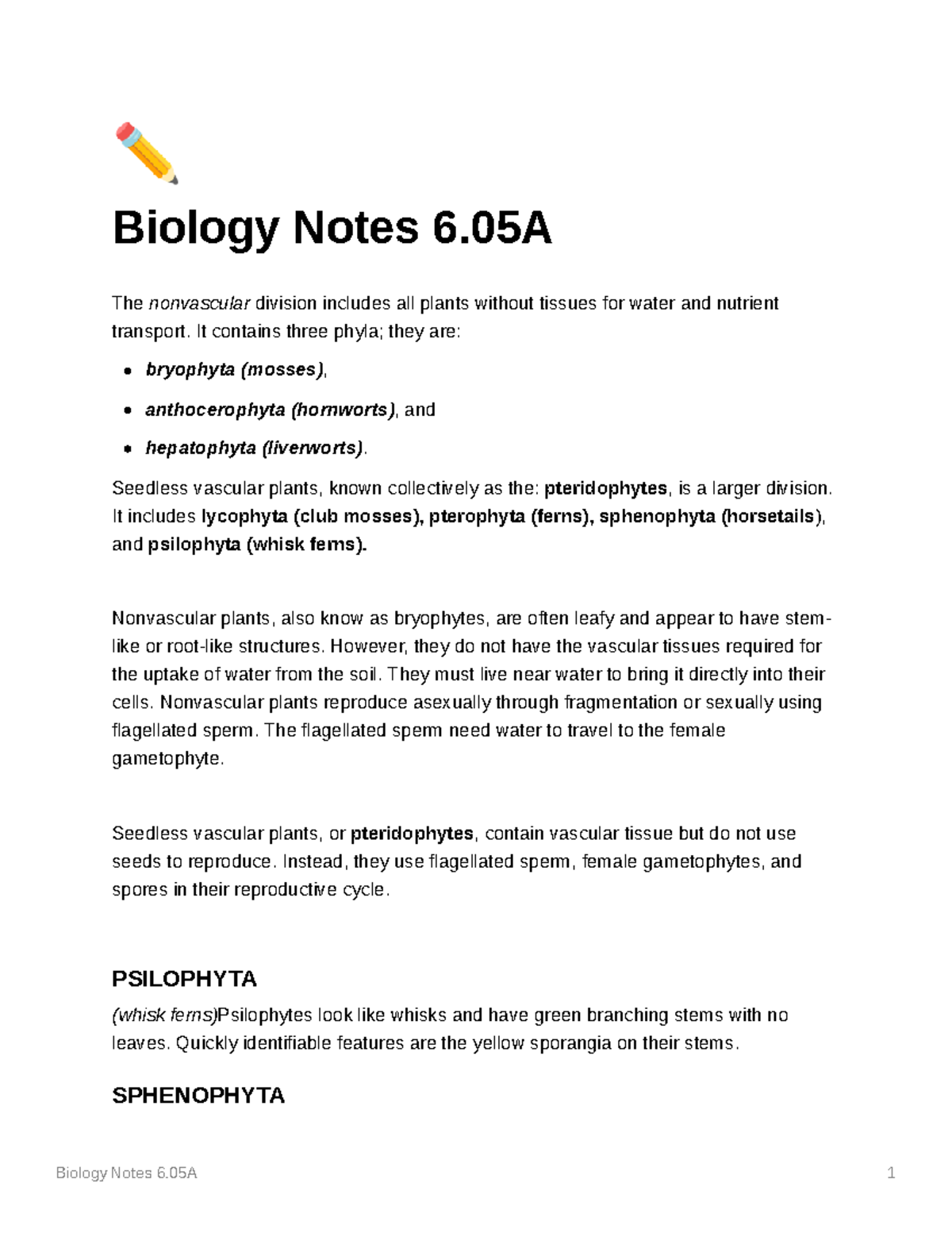Biology Notes unit 6 lesson 5 from textbook - Biology Notes 6 1 Biology ...