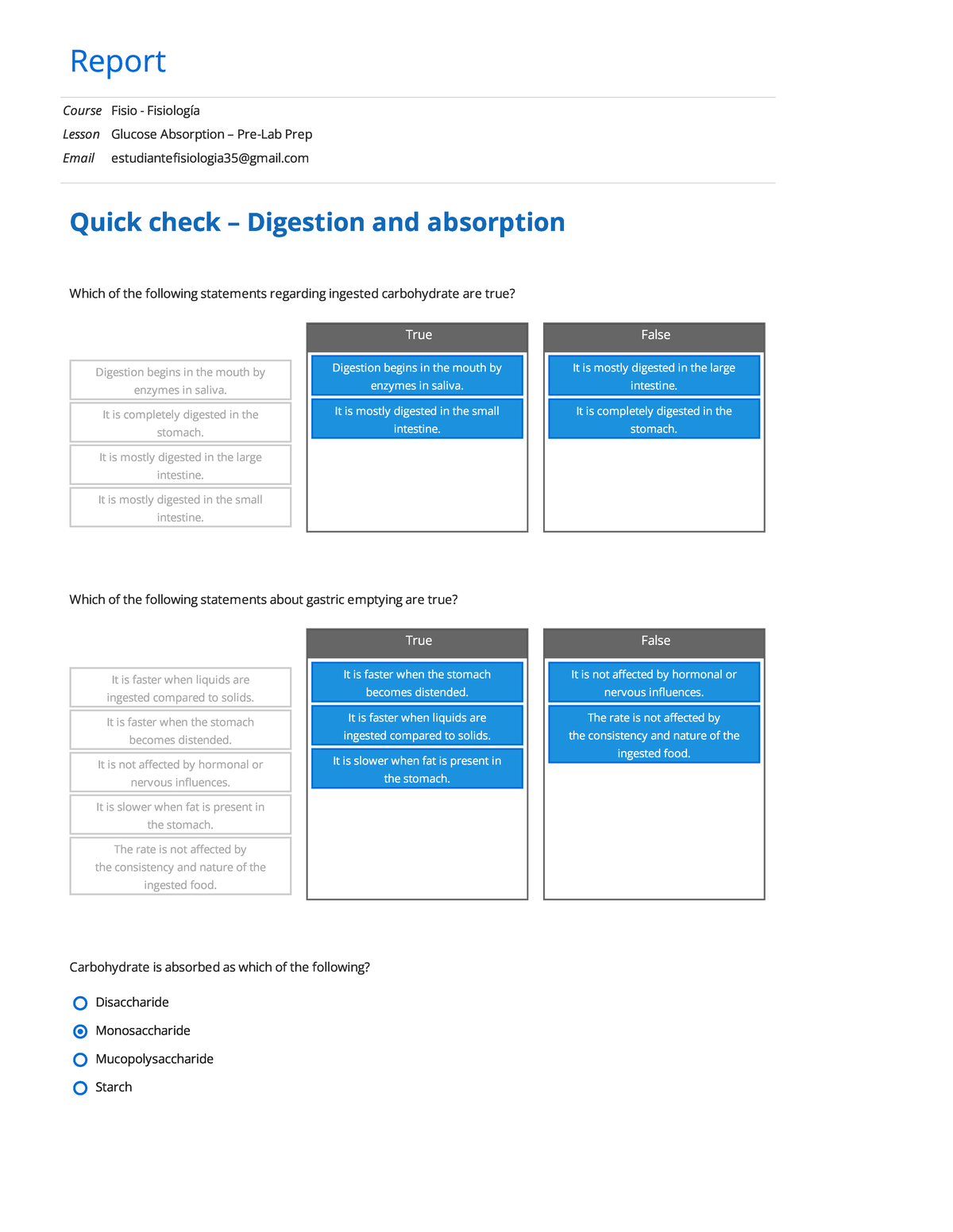 Glucose Absorption – Pre-Lab Prep report - Report Course Fisio ...