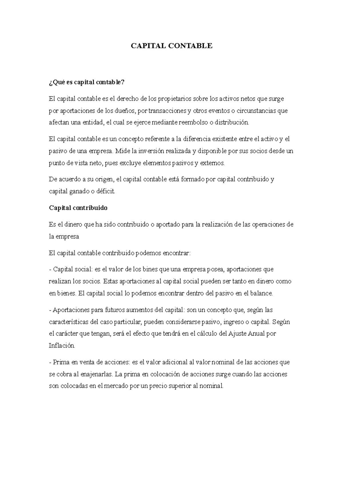 Definicion de capital contable y sus caracteristicas Conta 1 - CAPITAL ...