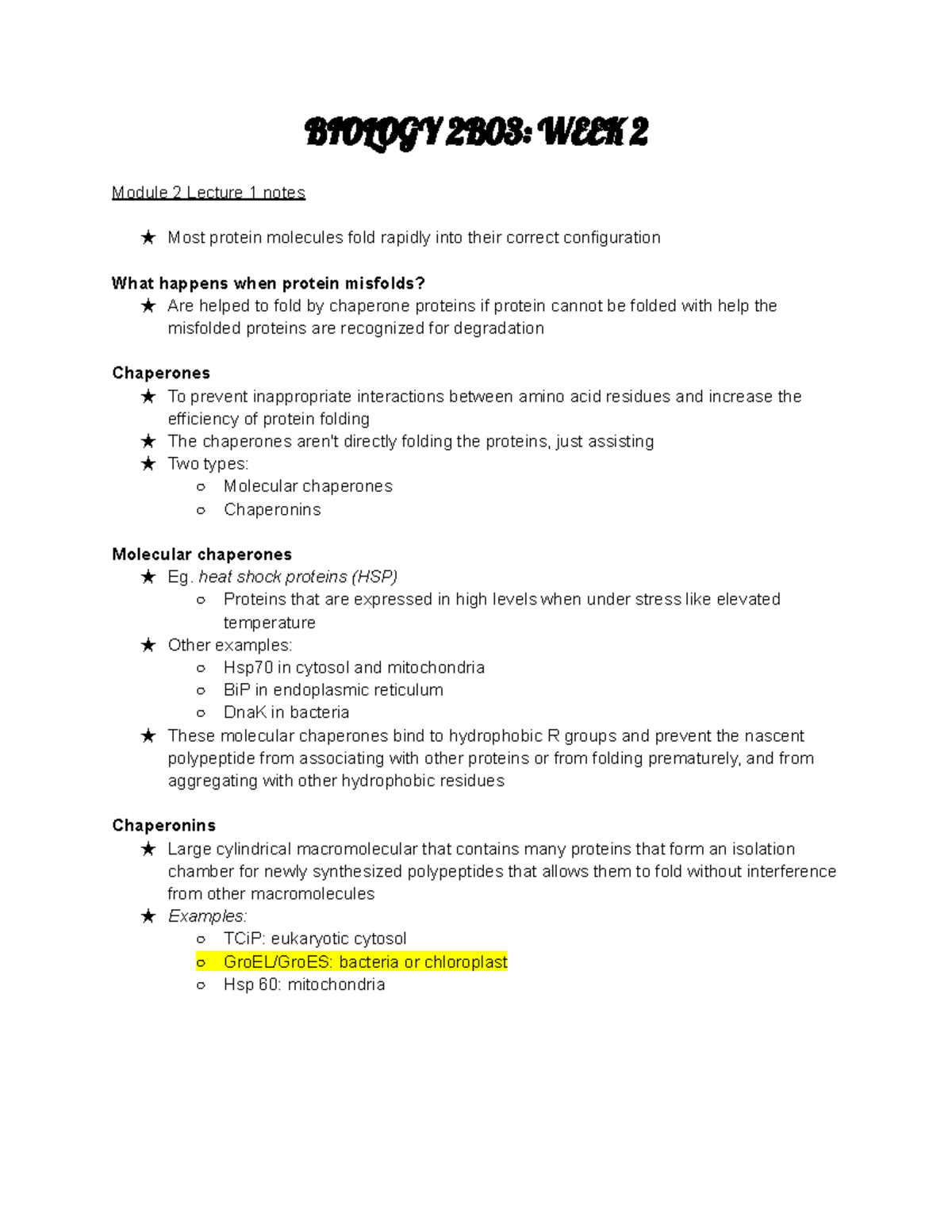 Biology 2B03 WEEK 2-2 - notes for class - BIOLOGY 2 B03: WEEK 2 Module ...