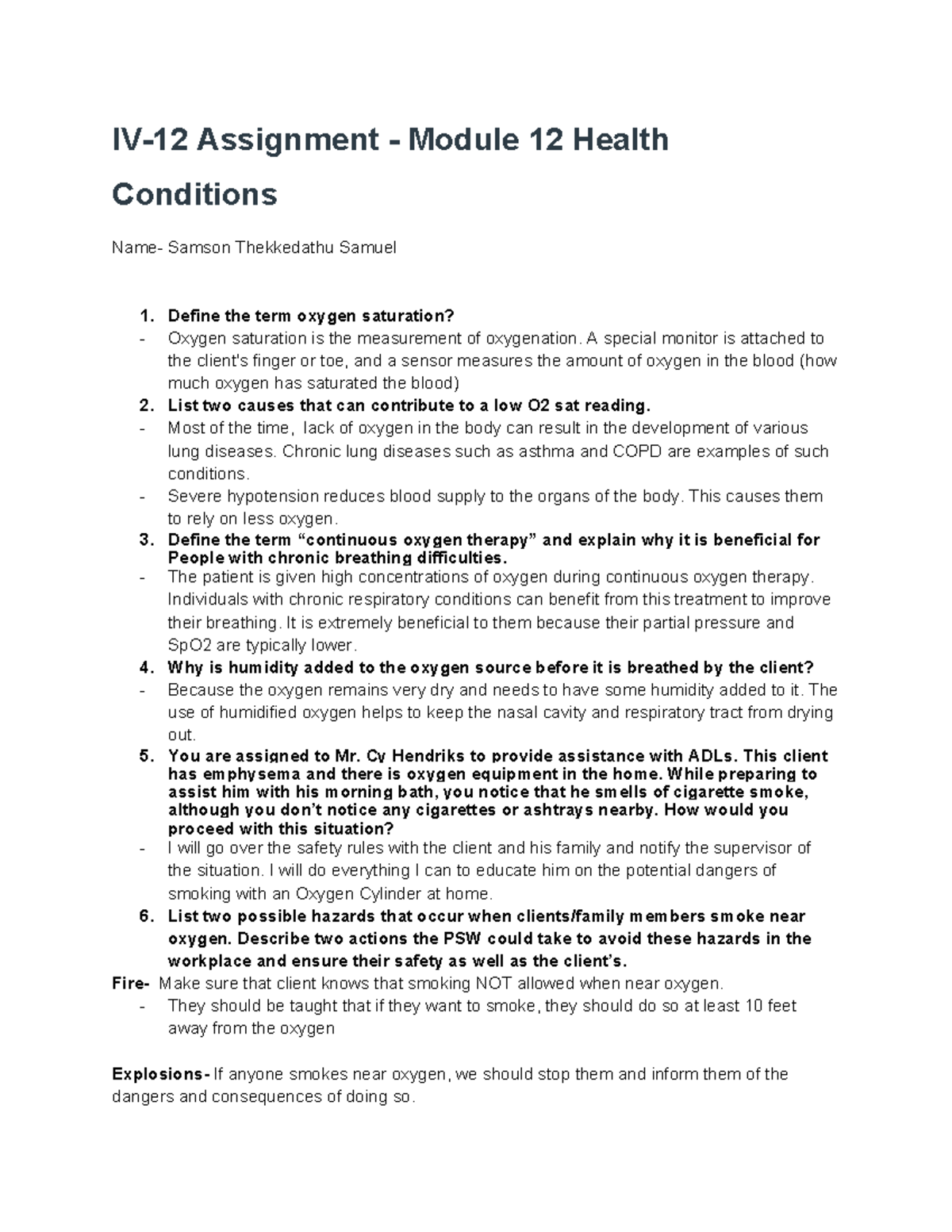 IV-12 Assigmt - Module 12 Health Conditions - IV-12 Assignment - Module ...