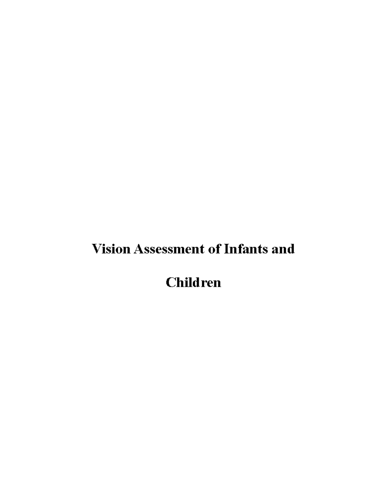 Vision Assessment of Infants and Children - Vision Assessment of ...