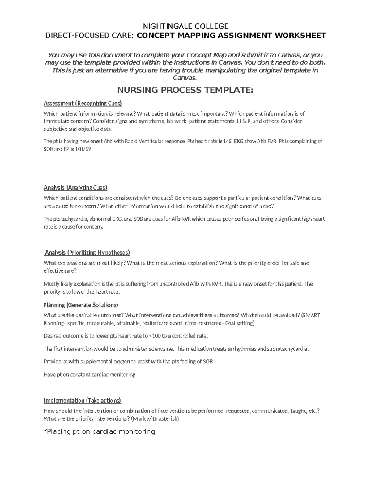 Concept map 4 346 - DIRECT-FOCUSED CARE: CONCEPT MAPPING ASSIGNMENT ...