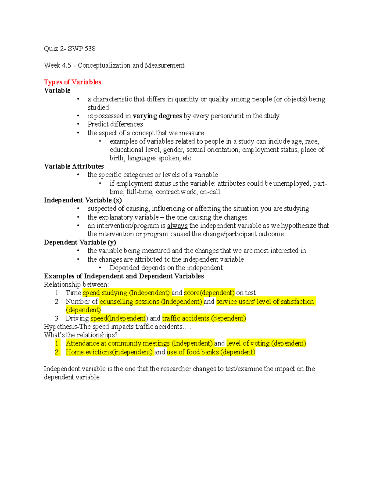 Quiz 2-SWP 538 - Quiz Review - Quiz 2- SWP 538 Week 4 ...