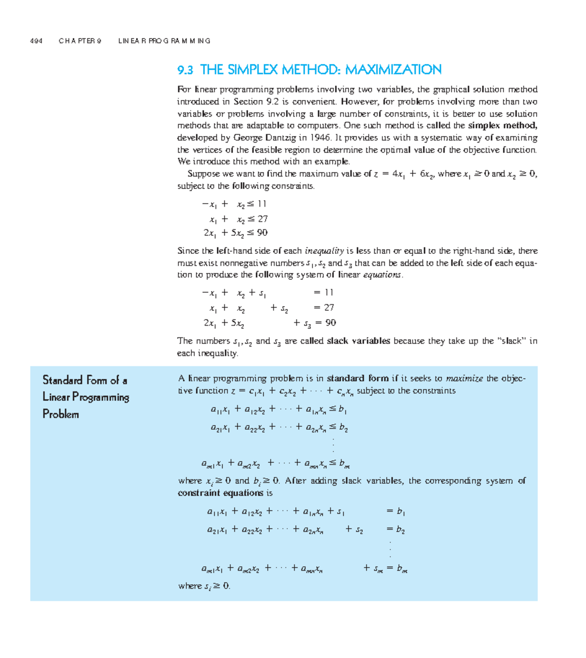 Simplex Methodes 9 The Simplex Method Maximization For Linear Programming Problems