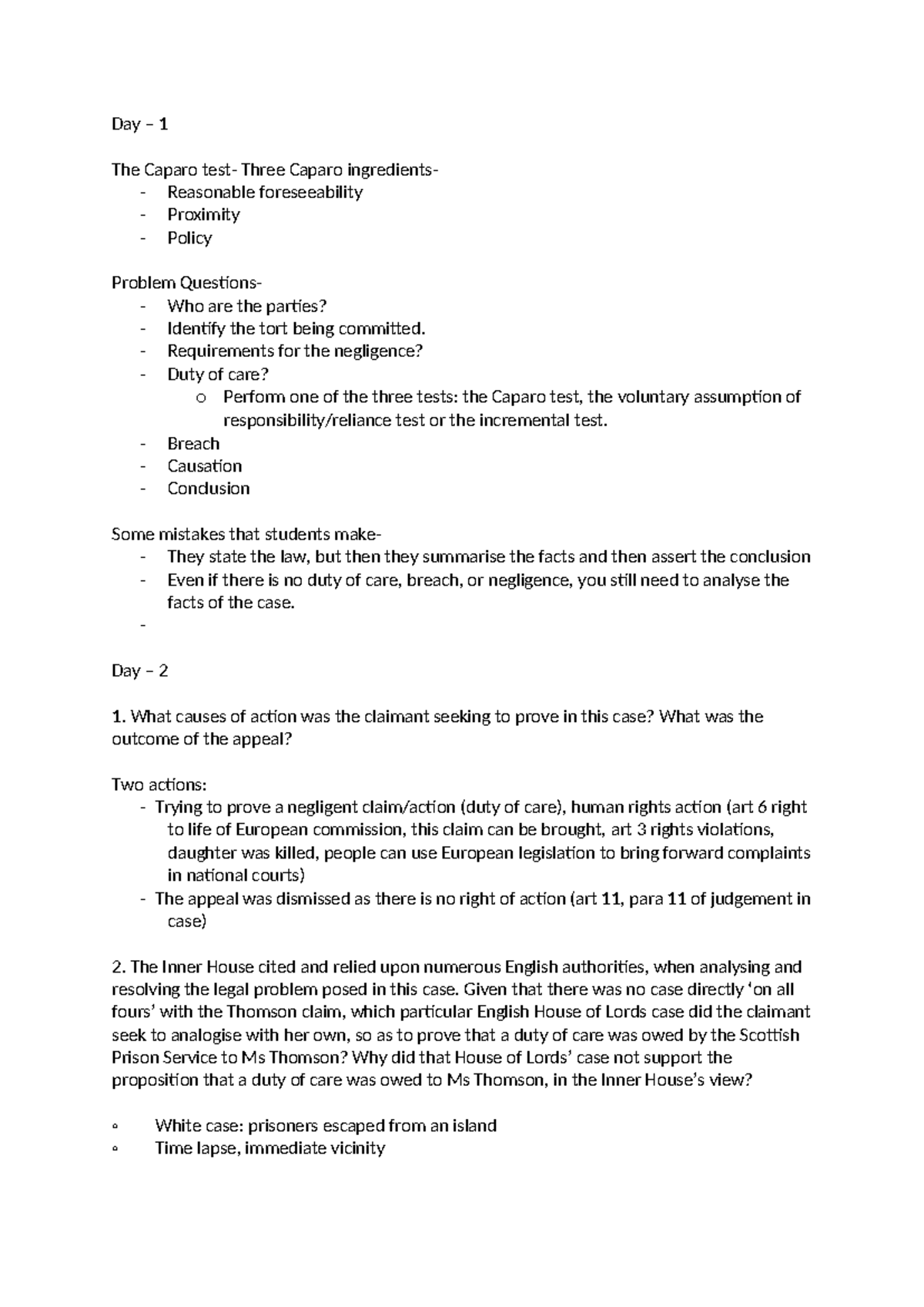 Tort Law Tutorial - Day – 1 The Caparo test- Three Caparo ingredients ...