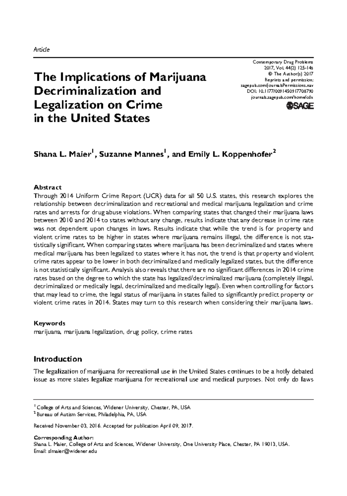 The Implications of Marijuana - Article The Implications of Marijuana ...