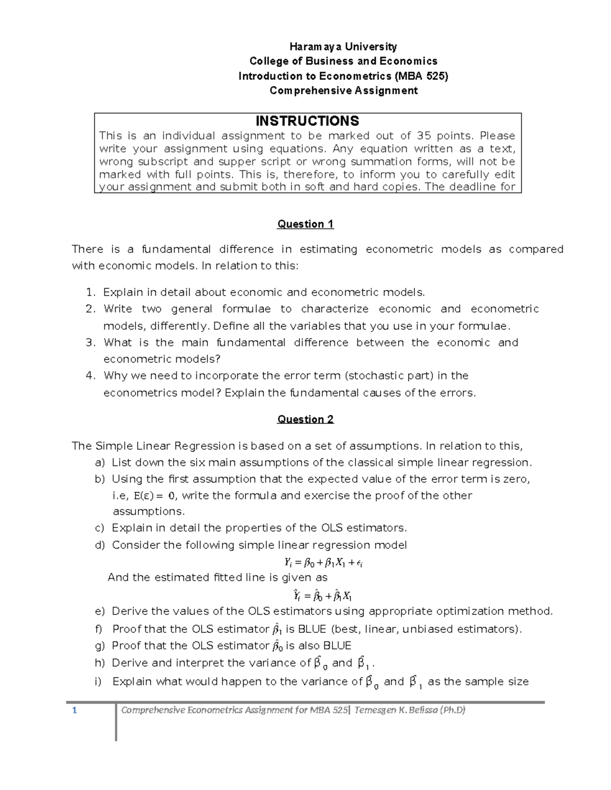 Assignment on MBA 525 - INSTRUCTIONS This is an individual assignment ...