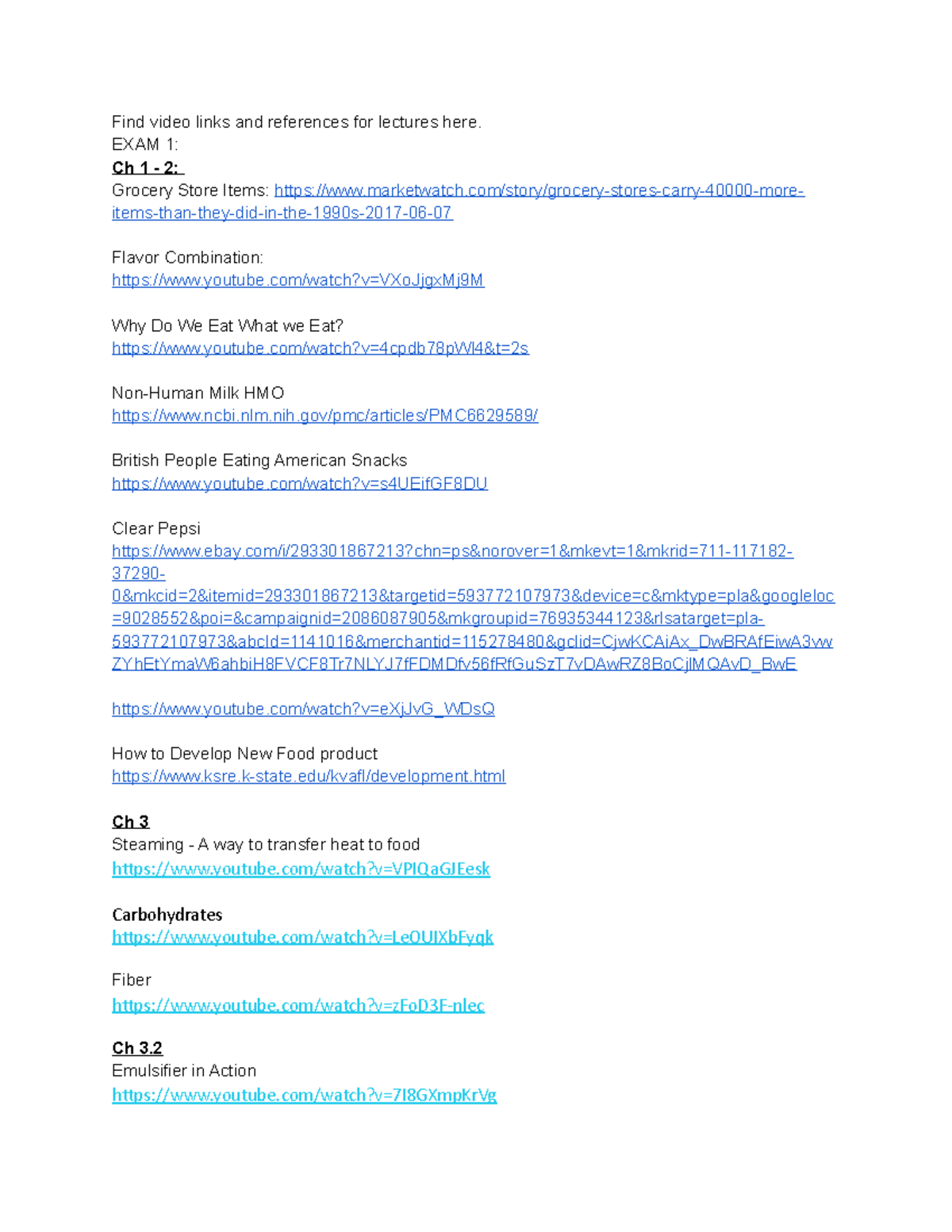 Copy of Additional Links for Lectures - Find video links and references ...