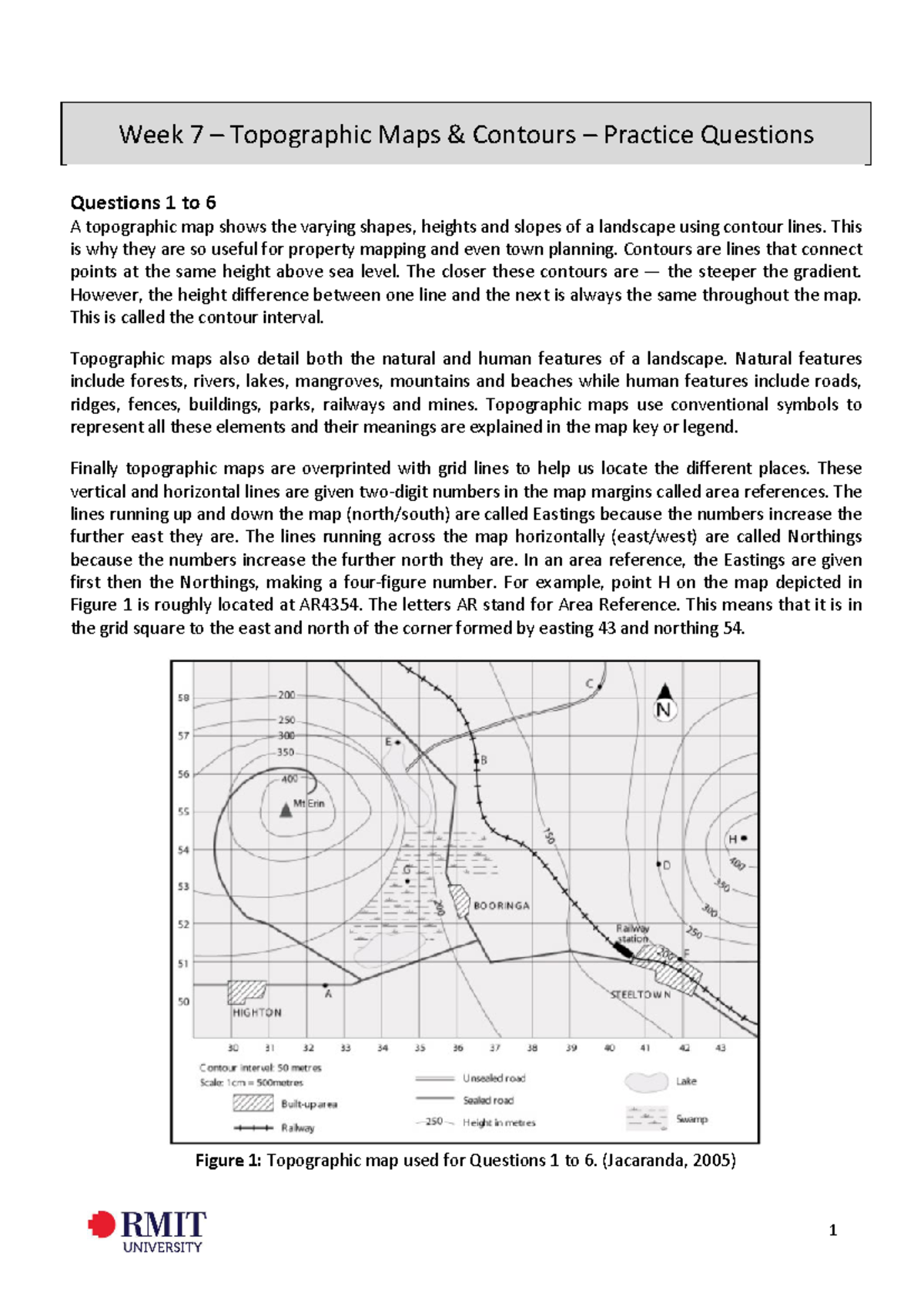 GEOM2088 Week 7 Practice Questions - Week 7 – Topographic Maps ...