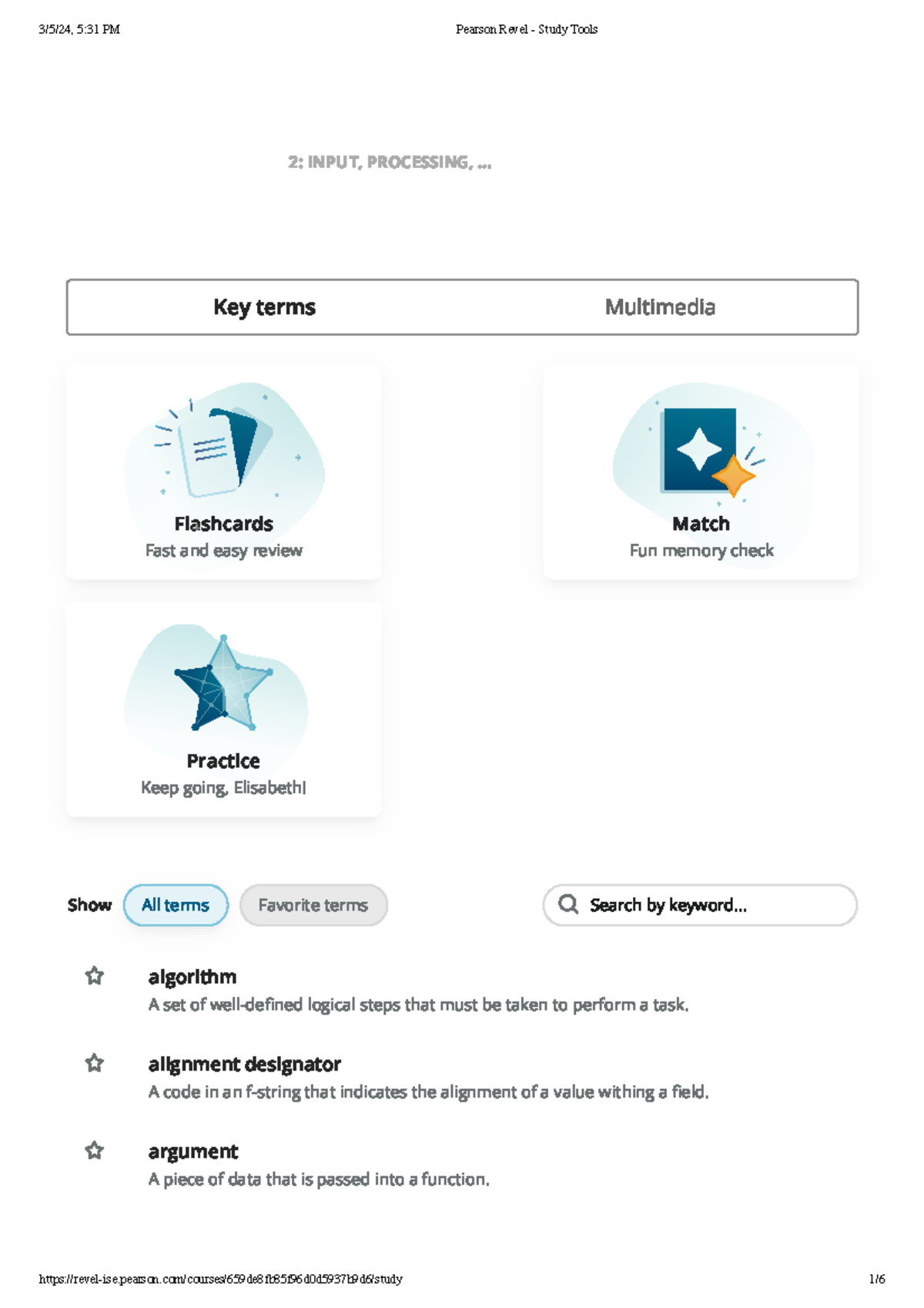 Unit Two Flash Cards - 3/5/24, 5:31 PM Pearson Revel - Study Tools ...