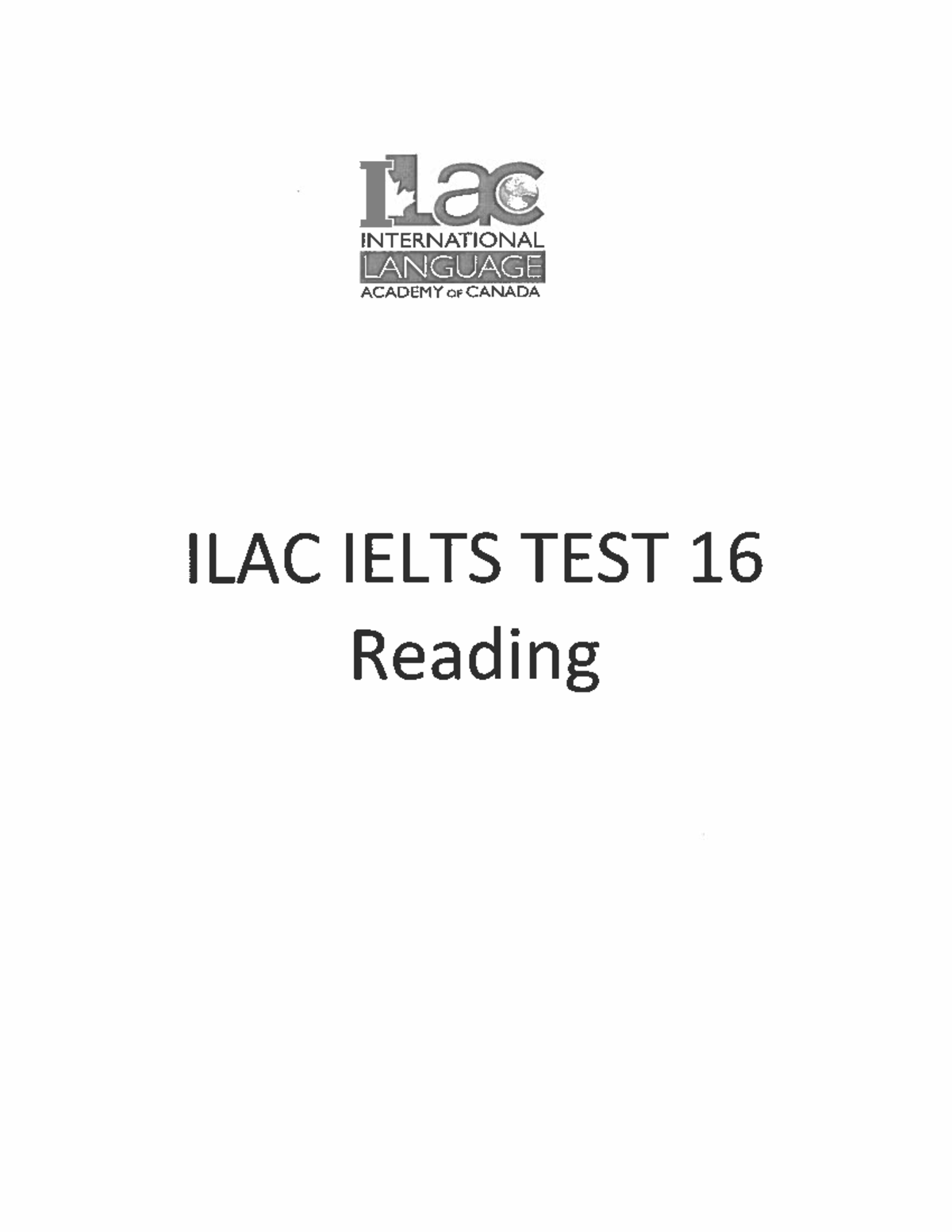 1. ILAC Ielts Test 16 - Reading - Inglés I - Studocu