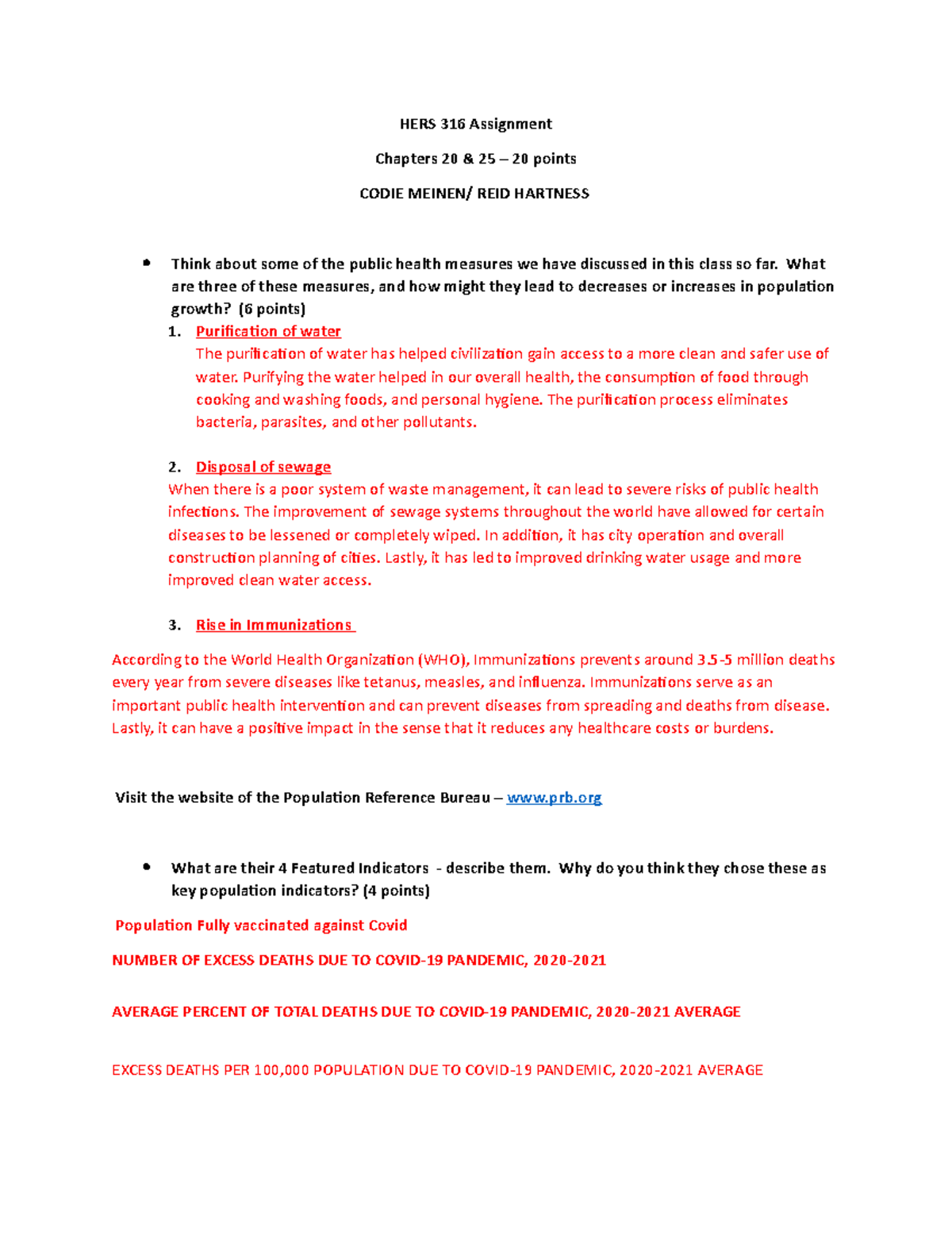 Ch. 20 + 25 assignment - HERS 316 Assignment Chapters 20 & 25 – 20 ...