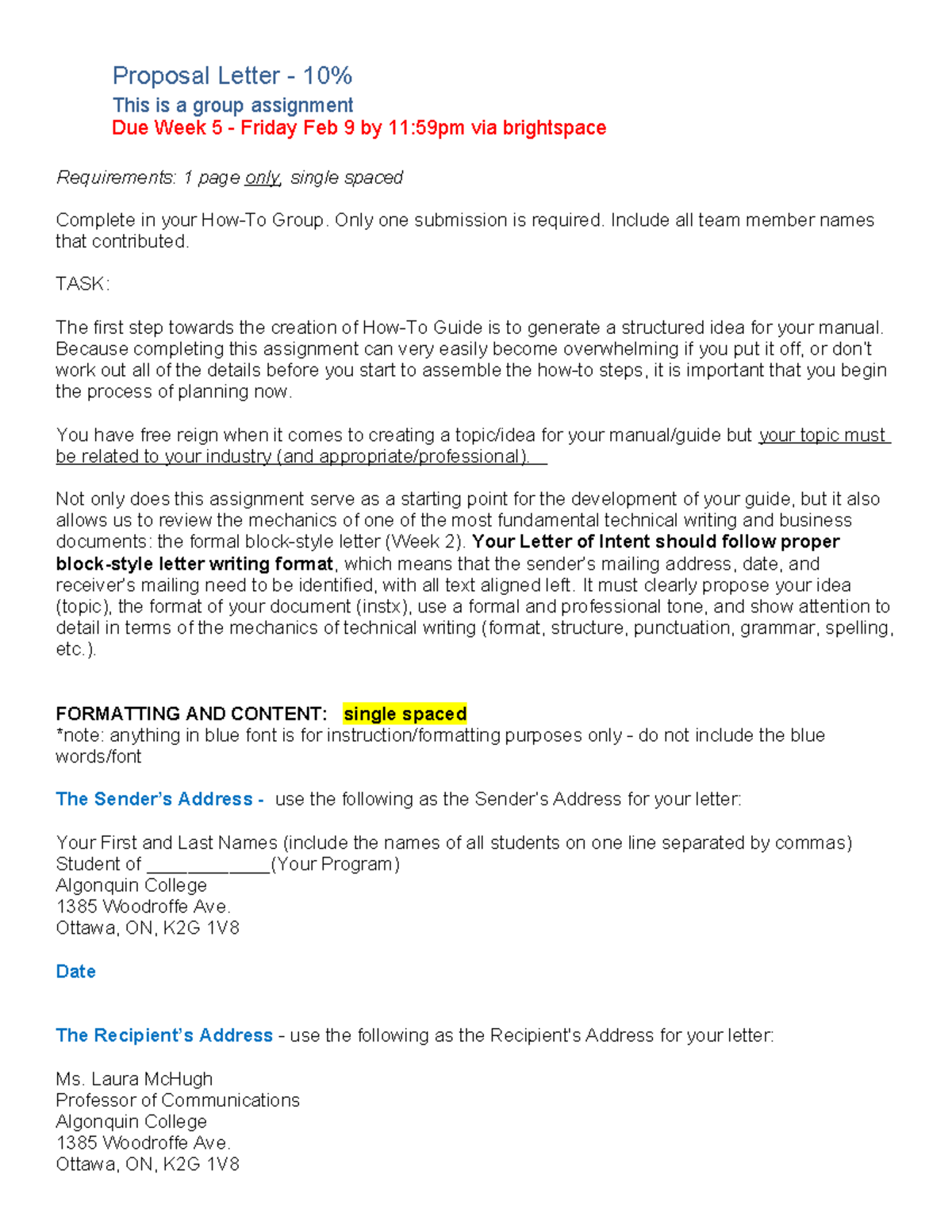 Propsal Letter - Do Read - Proposal Letter - 10% This is a group ...