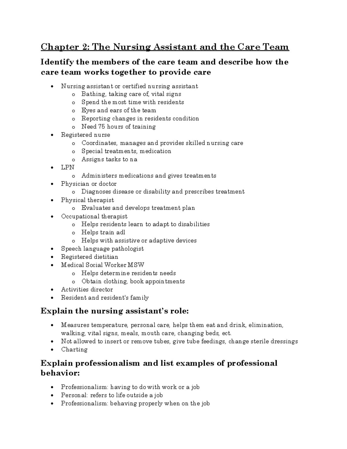 Nursing Assistant Workbook Answers Chapter 2 ZeeshanRoxy