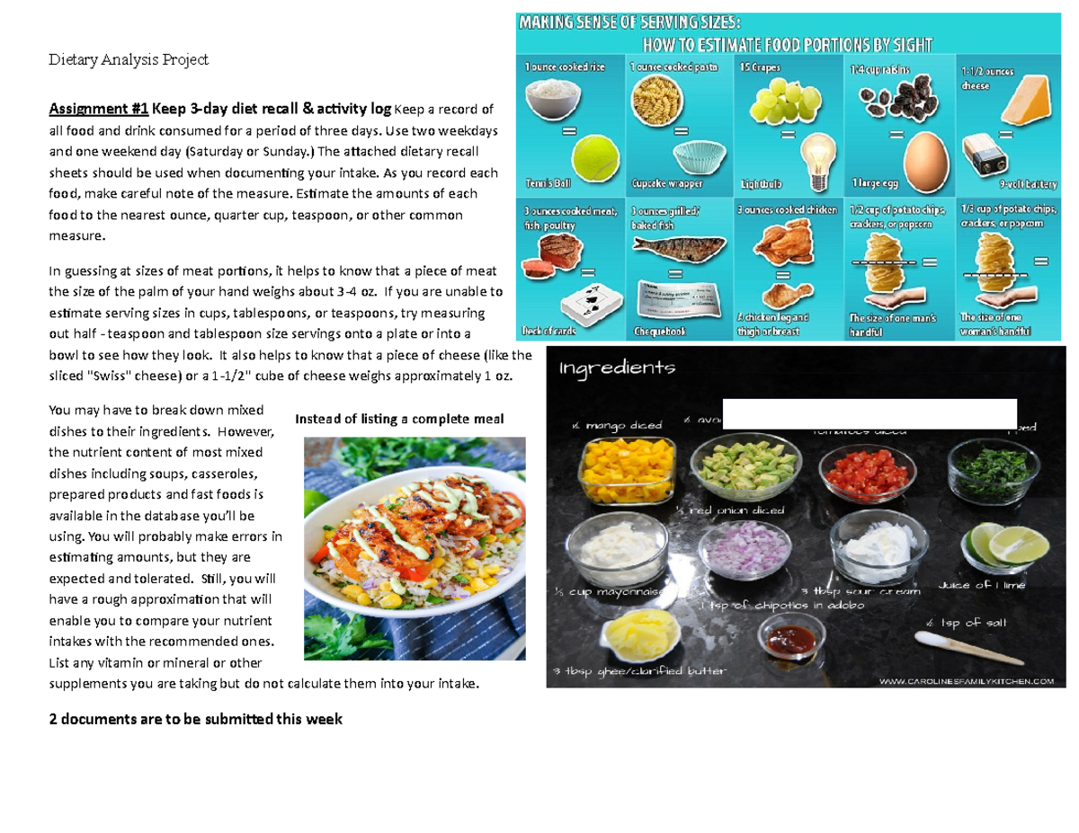 Project part 1 appears in module 2 - Assignment #1 Keep 3-day diet ...