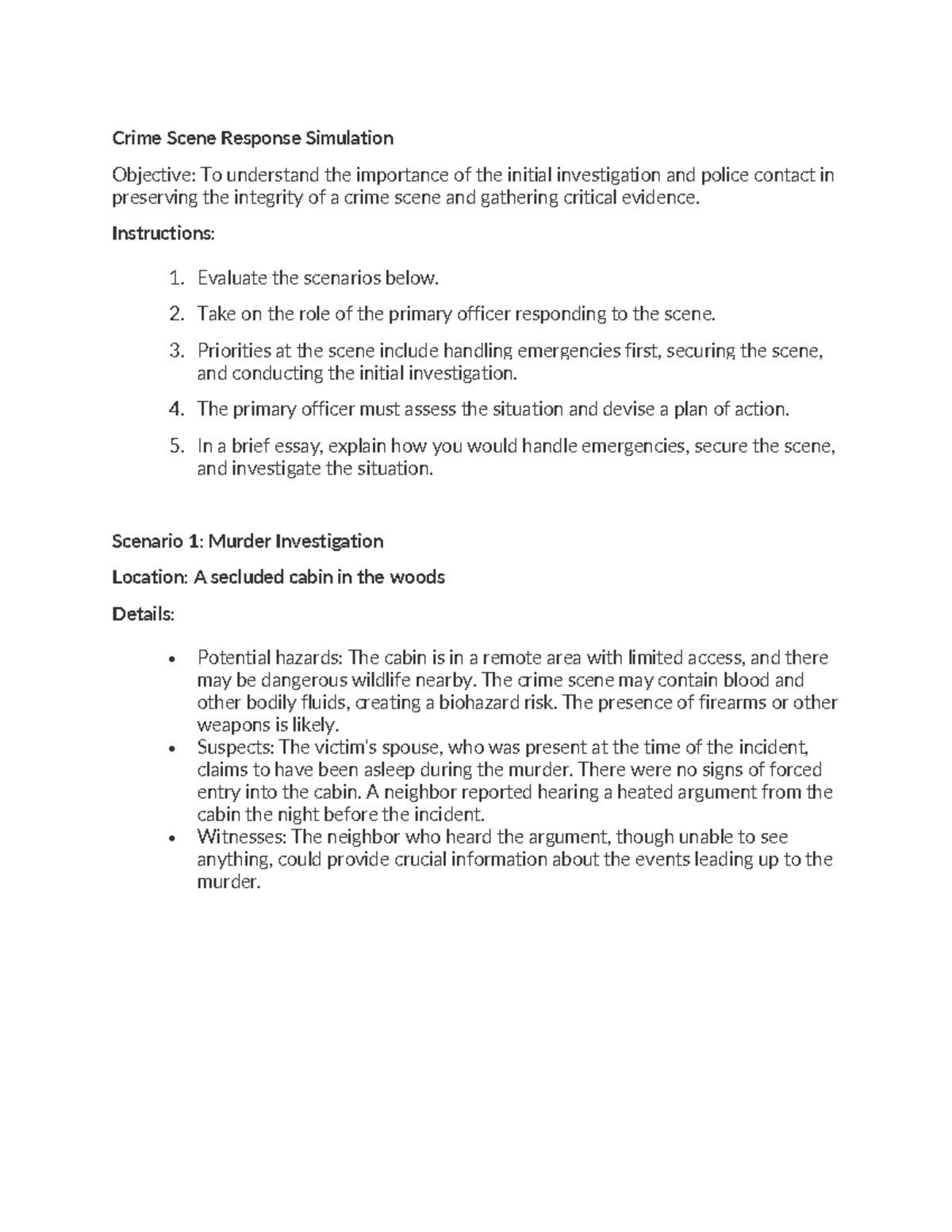 Crime Scene Response Simulation - Crime Scene Response Simulation ...