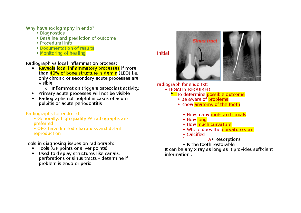 Lec 2 = endo radio - Why have radiography in endo? - Diagnostics ...