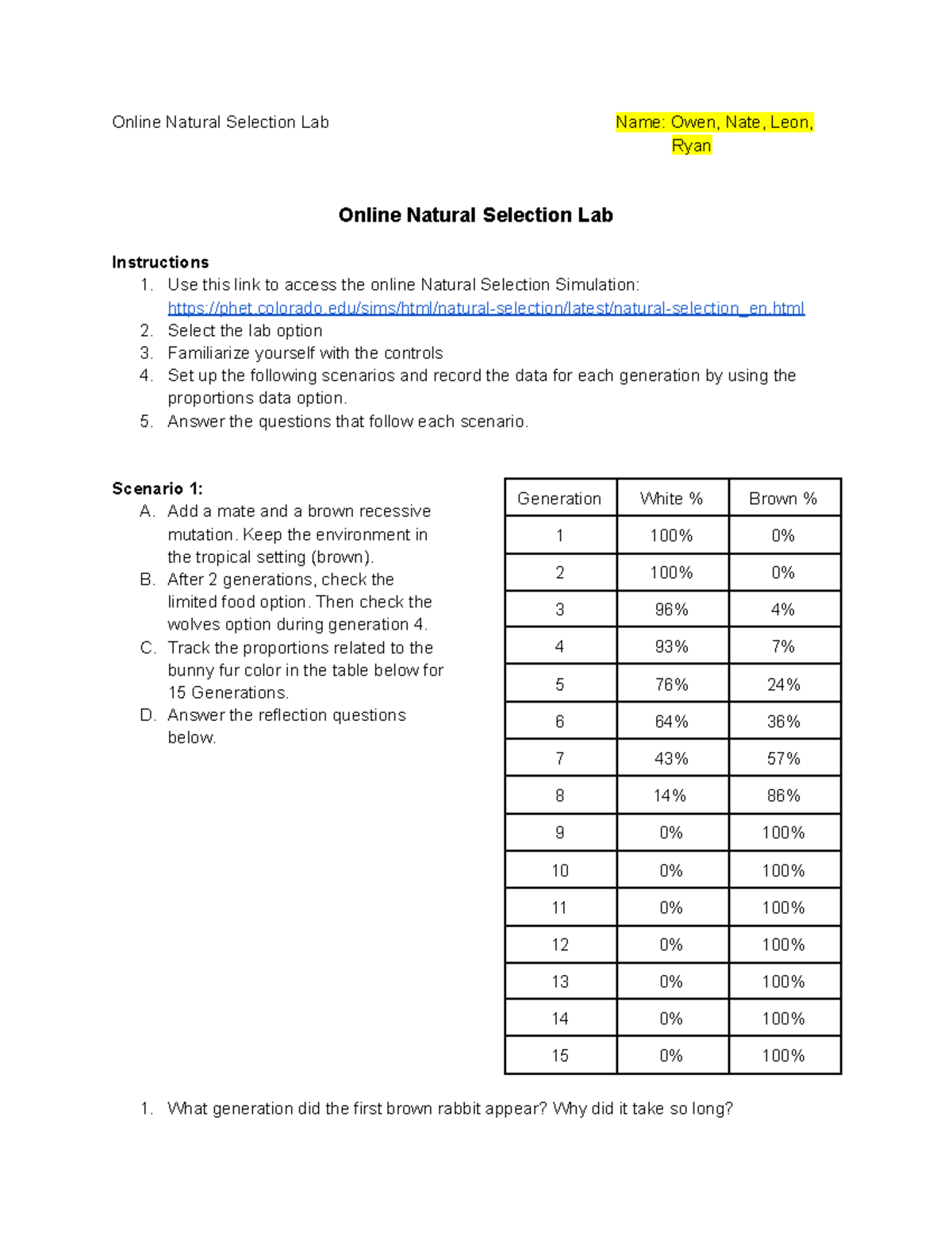 Copy of Online Natural Selection Lab (revised) - Online Natural ...