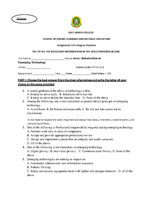 Introduction to Emerging Technologies Module - This module was prepared ...