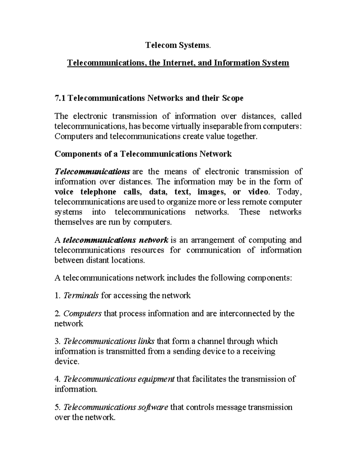 Telecom Systems - Telecommunications, the Internet, and Information ...