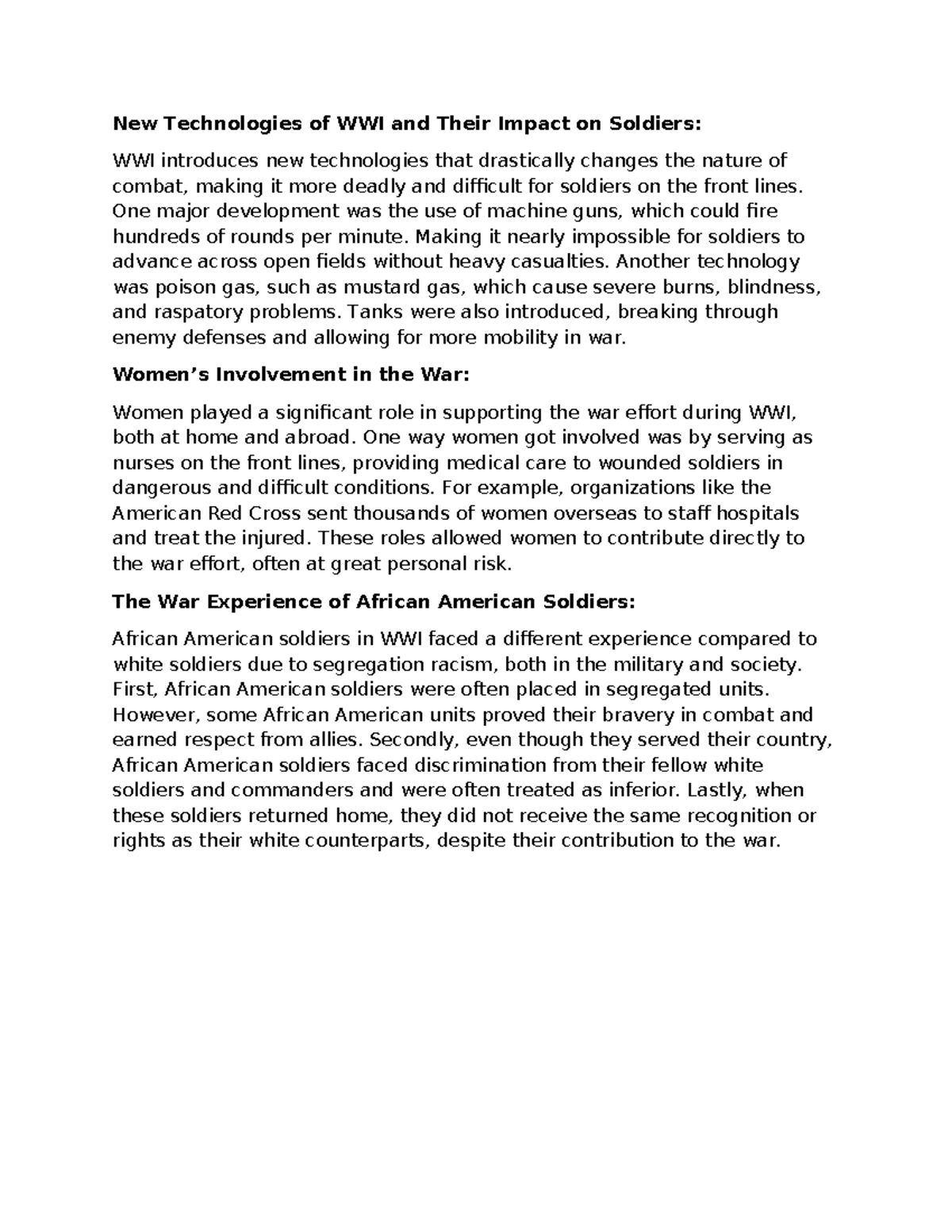 03.05 A New Kind of War - us history flvs - New Technologies of WWI and ...