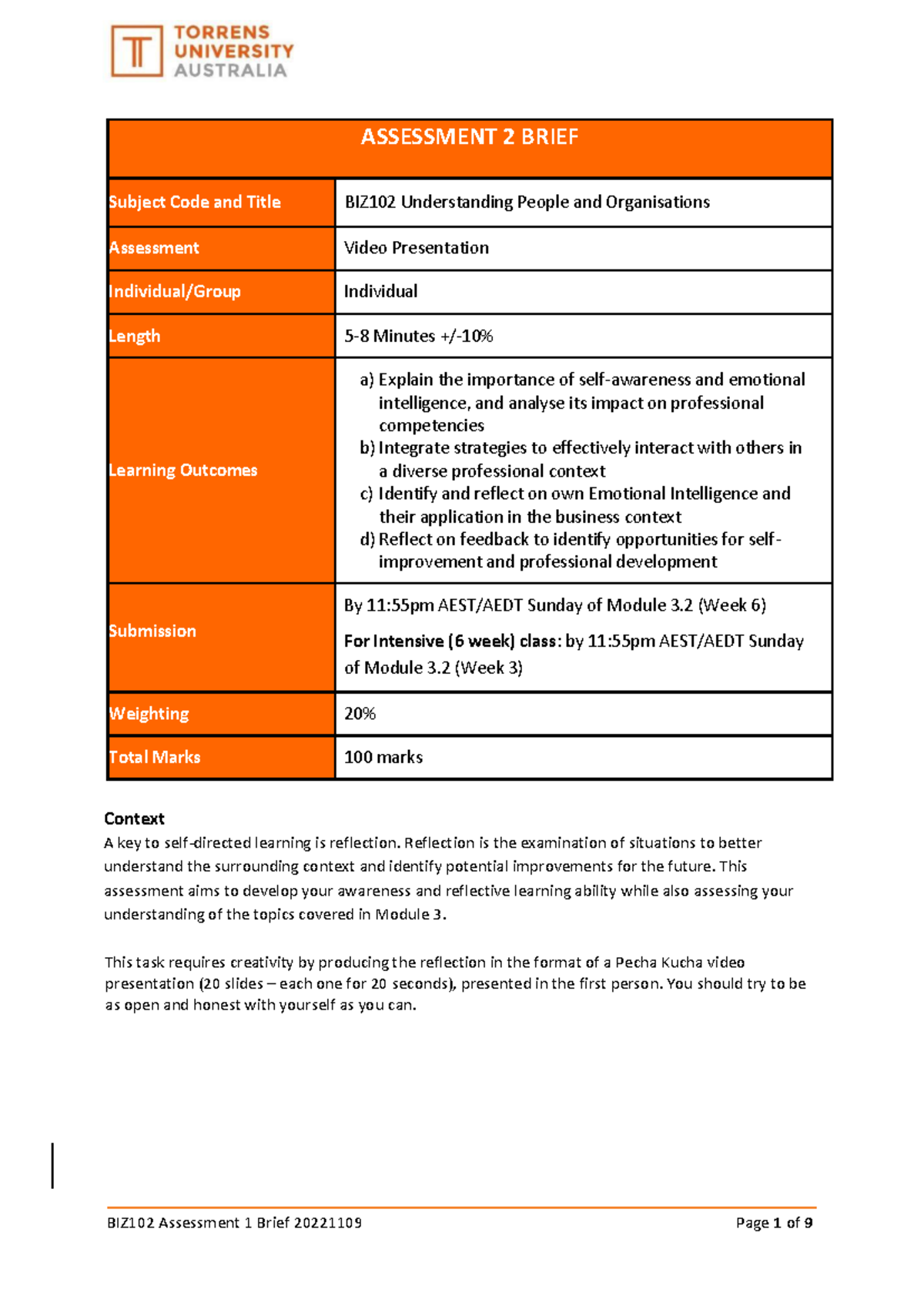 BIZ102 Assessment 2 Brief - ASSESSMENT 2 BRIEF Subject Code and Title ...