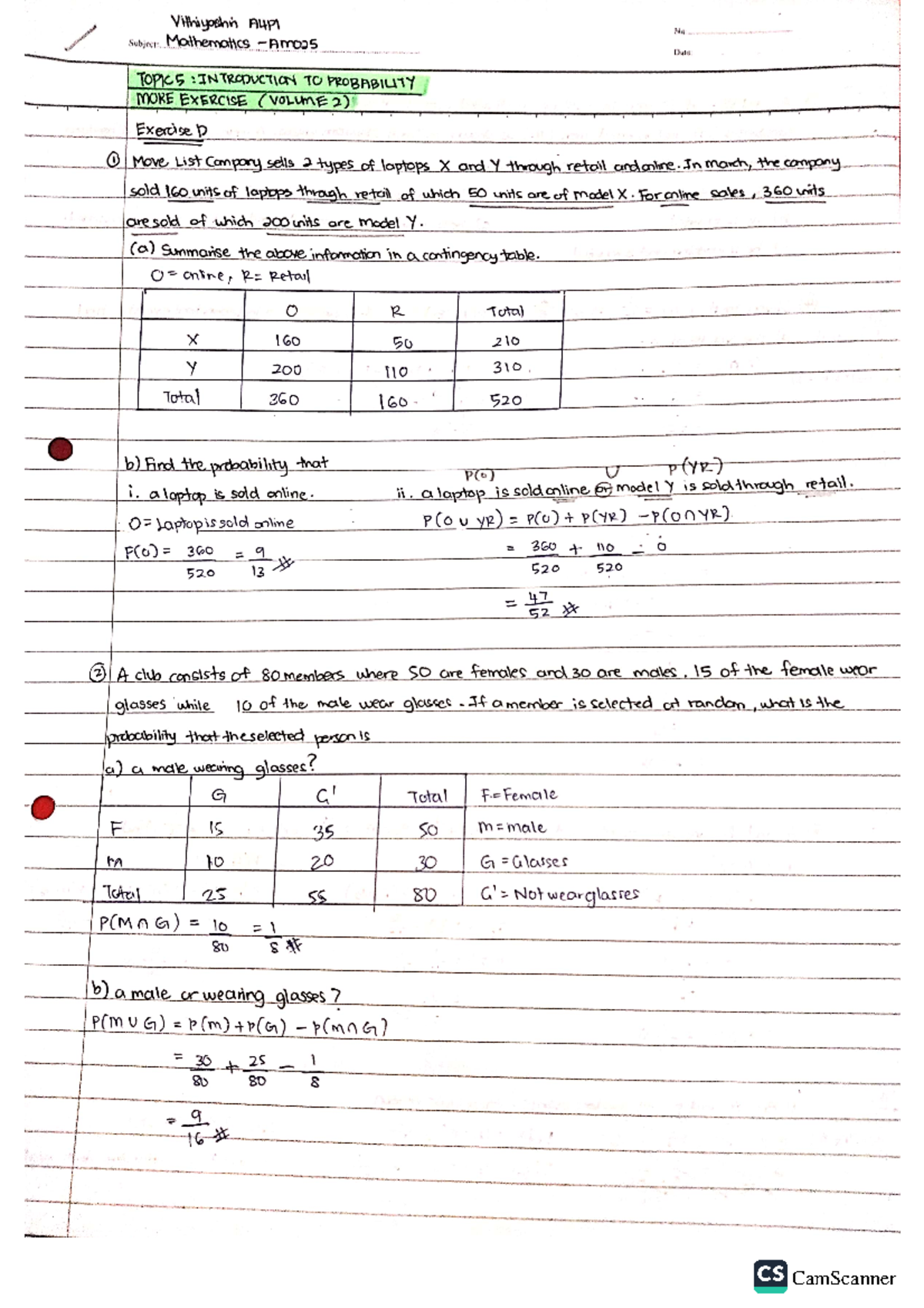 Vithiya - Maths Topic 5 Volume 2 - mathematics - Studocu