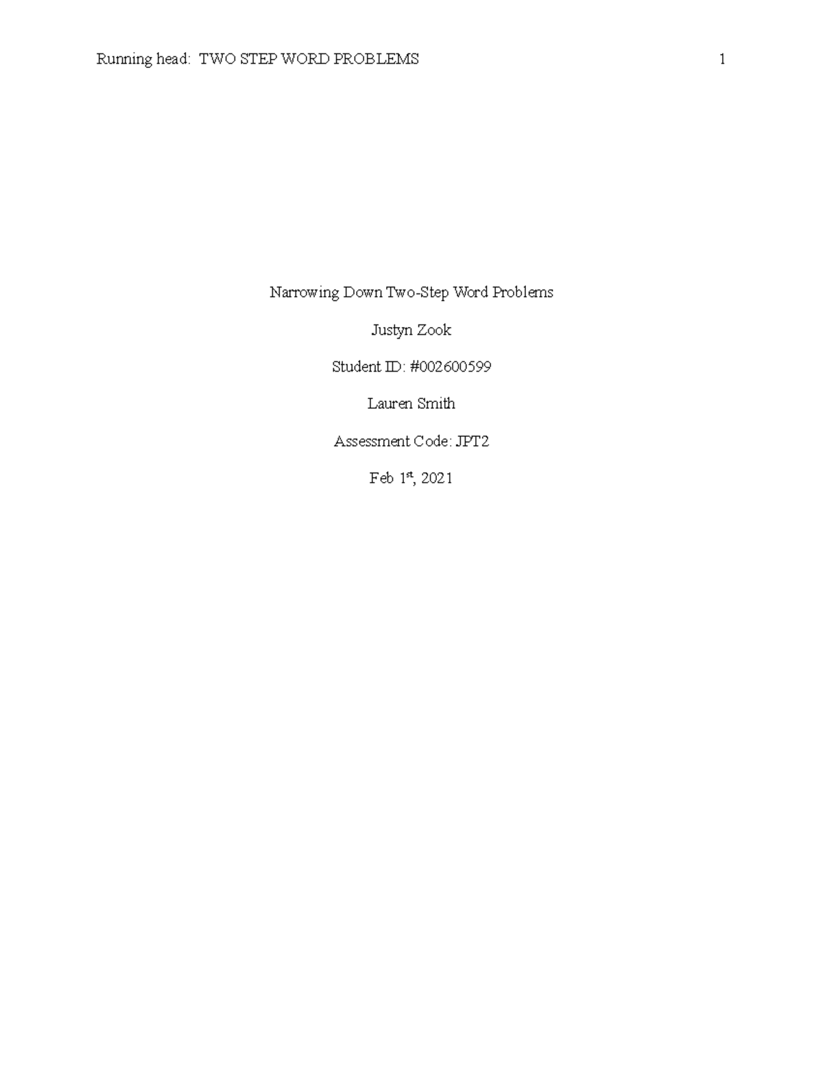 JPT2 Finished- Instructional Unit - Running head: TWO STEP WORD ...